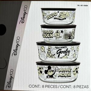 Pyrex | Kitchen | Disney 0 Year Anniversary 8 Pieces Pyrex Glass Food ...